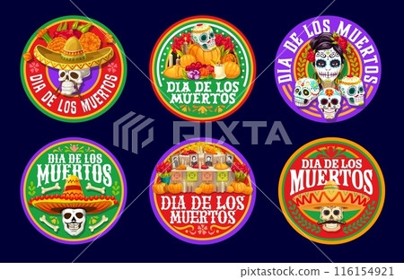 Day of the Dead labels for Dia De Los Muertos... - Stock Illustration ...