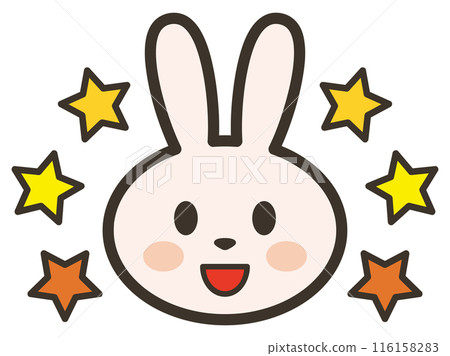 Smiling rabbit and stars illustration - Stock Illustration [116158283 ...