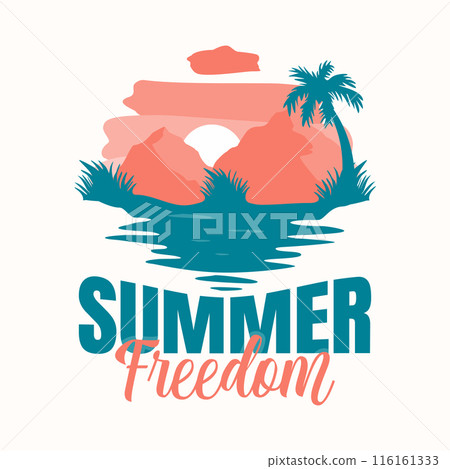 Summer freedom letter isolated on white background-插圖素材 [116161333 ...
