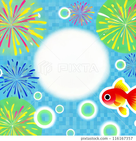 Summer festival fireworks and goldfish - Stock Illustration [116167357 ...