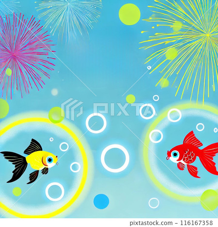 Summer festival fireworks and goldfish - Stock Illustration [116167358 ...