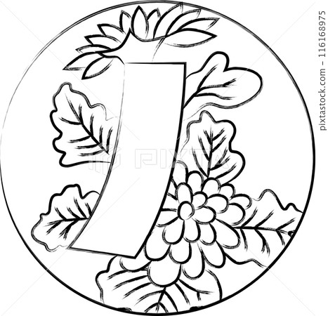 Brush-written circular hanafuda card,... - Stock Illustration ...