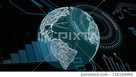 Image of loading circles, graphs, globe and... - Stock Illustration [116169966] - PIXTA