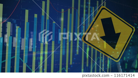 Image of financial data processing over sign - Stock Illustration ...