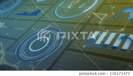 Image of globe, loading circles, graphs and... - Stock Illustration ...