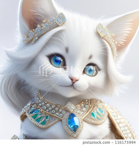 A noble and dignified white cat of a queen - Stock Illustration ...