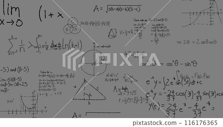 Image of math graps and data over grey background - Stock Illustration ...