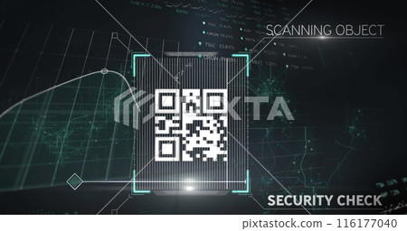 Image of gr code over graphs and data on... - Stock Illustration ...