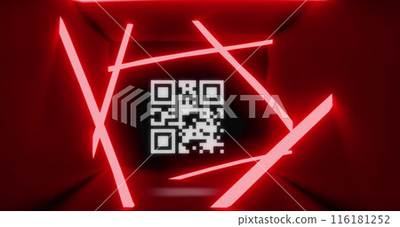 Image of flickering qr code scanner and neon... - Stock Illustration ...