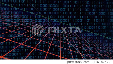 Image of grid pattern over looping binary codes... - Stock Illustration [116182579] - PIXTA