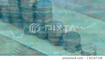 Image of financial data processing over money-插圖素材 [116187146] - PIXTA圖庫