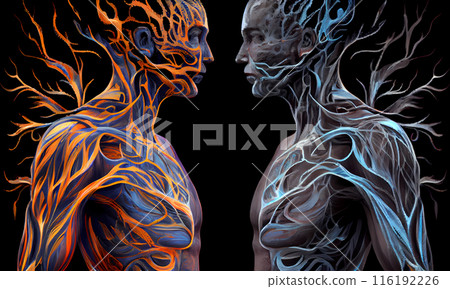 Mental health concept, confrontation double... - Stock Illustration ...