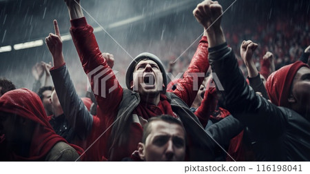 excited emotional crowd of sport fans screaming... - Stock Illustration ...