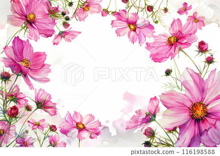Soft watercolor cosmos frame material - Stock Illustration [116198588 ...