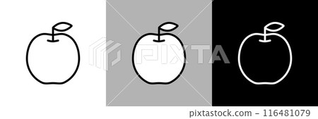Simple line drawing apple vector icon - Stock Illustration [116481079 ...