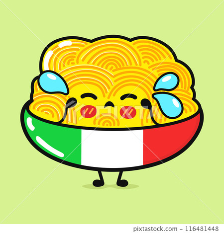 Crying Plate of Spaghetti character. Vector...-插圖素材 [116481448] - PIXTA圖庫