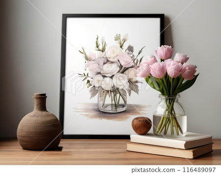 Study Desk with Small Flower Vase: Aesthetic...-插圖素材 [116489097] - PIXTA圖庫