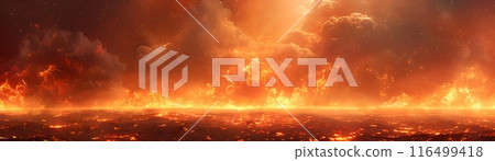 Fiery Hellscape A Dramatic and Ominous... - Stock Illustration ...
