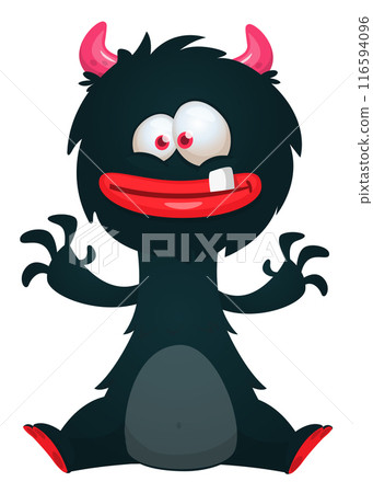 Cartoon happy monster with funny face... - Stock Illustration ...