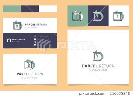 Parcel return service logo and business card... - Stock Illustration ...