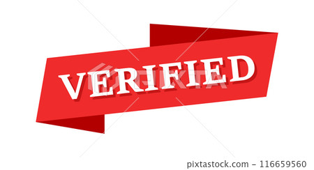Verified banner icon in flat style. Verify... - Stock Illustration ...