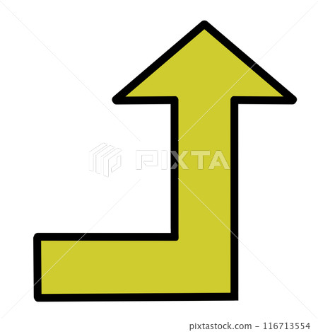 90 degree bend arrow 2 (yellow) (with line... - Stock Illustration ...