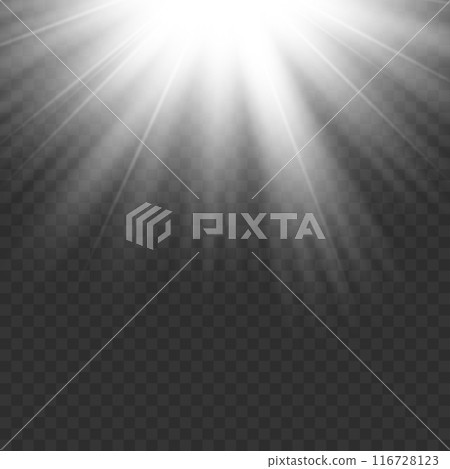 Radiant white light beams on transparent...-插圖素材 [116728123] - PIXTA圖庫