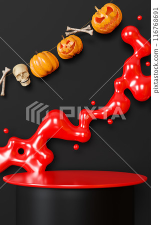 Vibrant Halloween-themed product display podium... - Stock Illustration ...