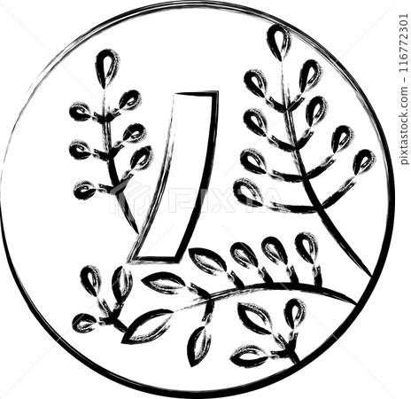 Brush-written circular mini Hanafuda cards,... - Stock Illustration ...