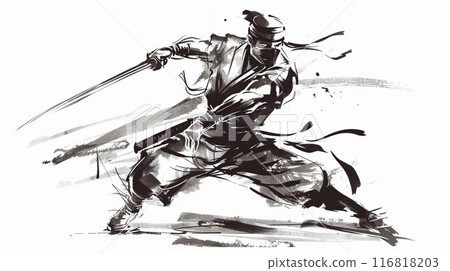 Ink painting style ninja - Stock Illustration [116818203] - PIXTA