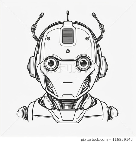 Simple outline illustration of a robot - Stock Illustration [116839143 ...