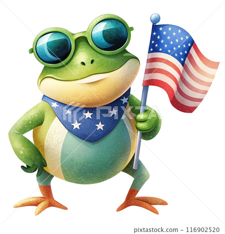 Cute Frog American flag Clipart - Stock Illustration [116902520] - PIXTA
