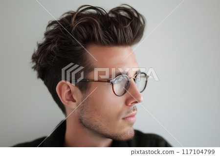 Close-up of a young man's trendy quiff... - Stock Illustration ...