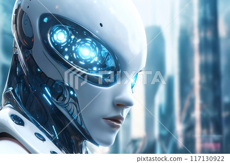 gynoid, a humanoid female android hybrid robot... - Stock Illustration ...