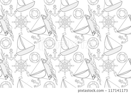 A nautical-themed coloring page pattern... - Stock Illustration ...