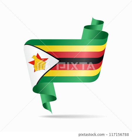 Zimbabwean flag wavy ribbon background. Vector... - Stock Illustration ...