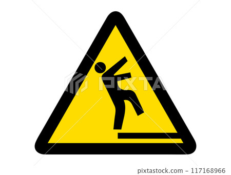 Fall Warning Yellow triangle sign with a person... - Stock Illustration ...