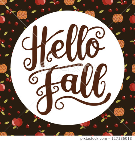 Hello Fall lettering, autumn decorative vector... - Stock Illustration ...