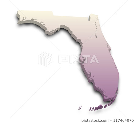 3d Map of Florida state with color. United... - Stock Illustration ...