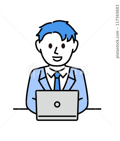 Businessman operating a personal computer - Stock Illustration ...