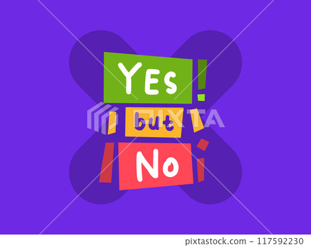Decorative text of Yes but No. Isolated Vector... - Stock Illustration ...