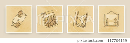 School stationery. Students education.... - Stock Illustration ...