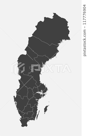 Vector map country Sweden divided on regions-插圖素材 [117776904] - PIXTA圖庫