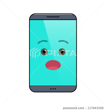 Surprised mobile phone isolated emoticon icon.... - Stock Illustration ...