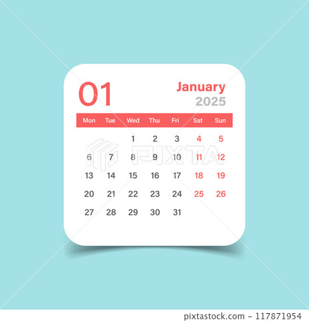Calendar january 2025 icon in flat style.... - Stock Illustration ...