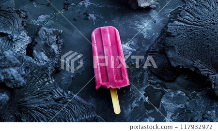 Pink fruit and berry popsicle on a lava stone...-插圖素材 [117932972] - PIXTA圖庫