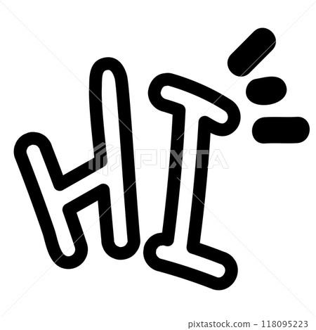 Black outline of HI letters for greeting card,...-插圖素材 [118095223 ...