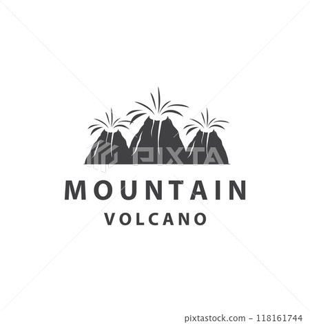 Volcano logo design inspiration natural scenery... - Stock Illustration ...