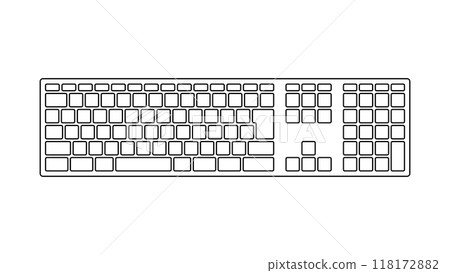 Line drawing of a keyboard. Image of data entry... - Stock Illustration ...