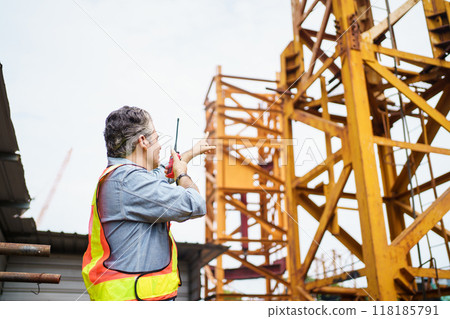 Careless worker at construction site without... - Stock Photo ...